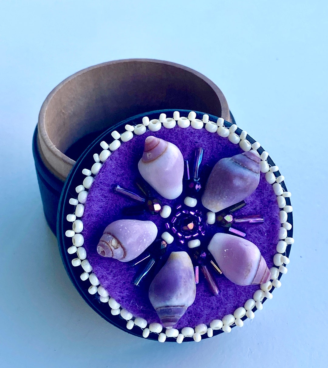Trinket Box - Purple Cowrie Shells - Etsy
