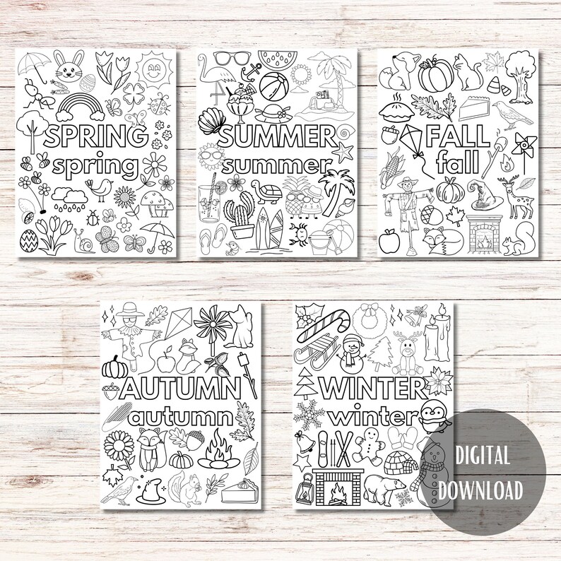 Seasons Coloring Pages, Printable Coloring Book for Preschool ...