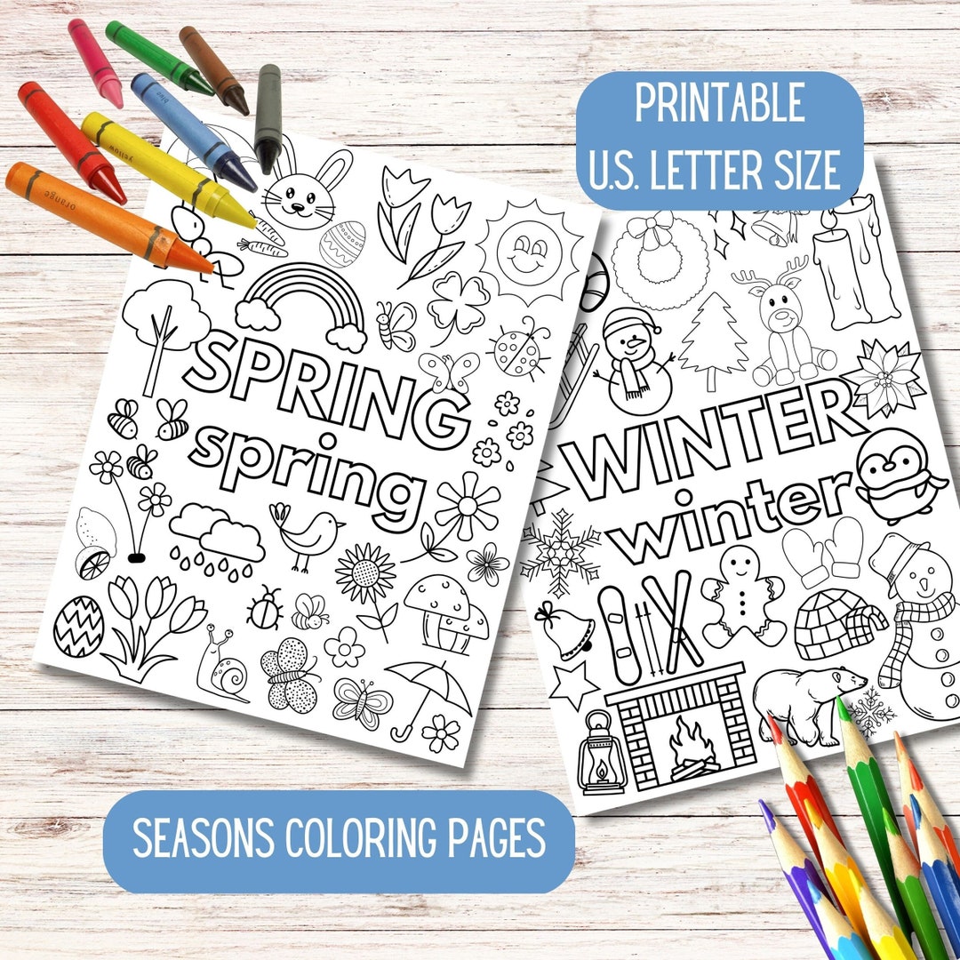 Seasons Coloring Pages, Printable Coloring Book for Preschool ...
