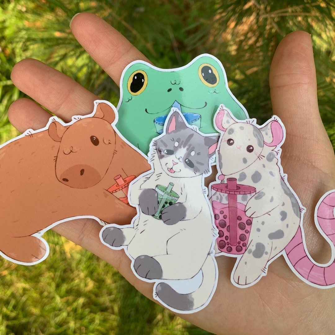 Boba Tea Animals Sticker Set || Water-resistant/waterproof Vinyl Matte ...