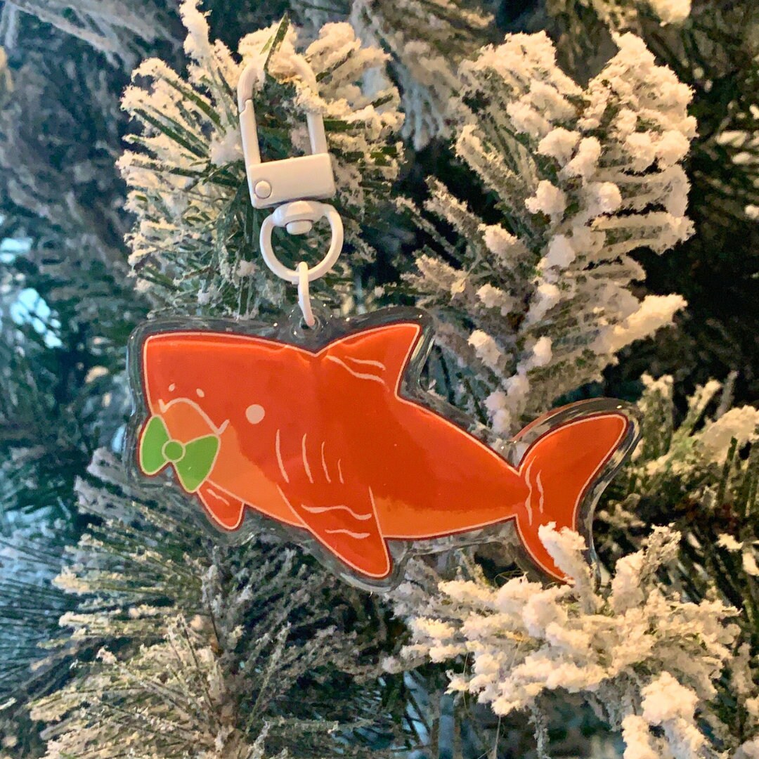 Gingerbread Shark Charm || Acrylic 3 In. Keychain W/epoxy - Etsy