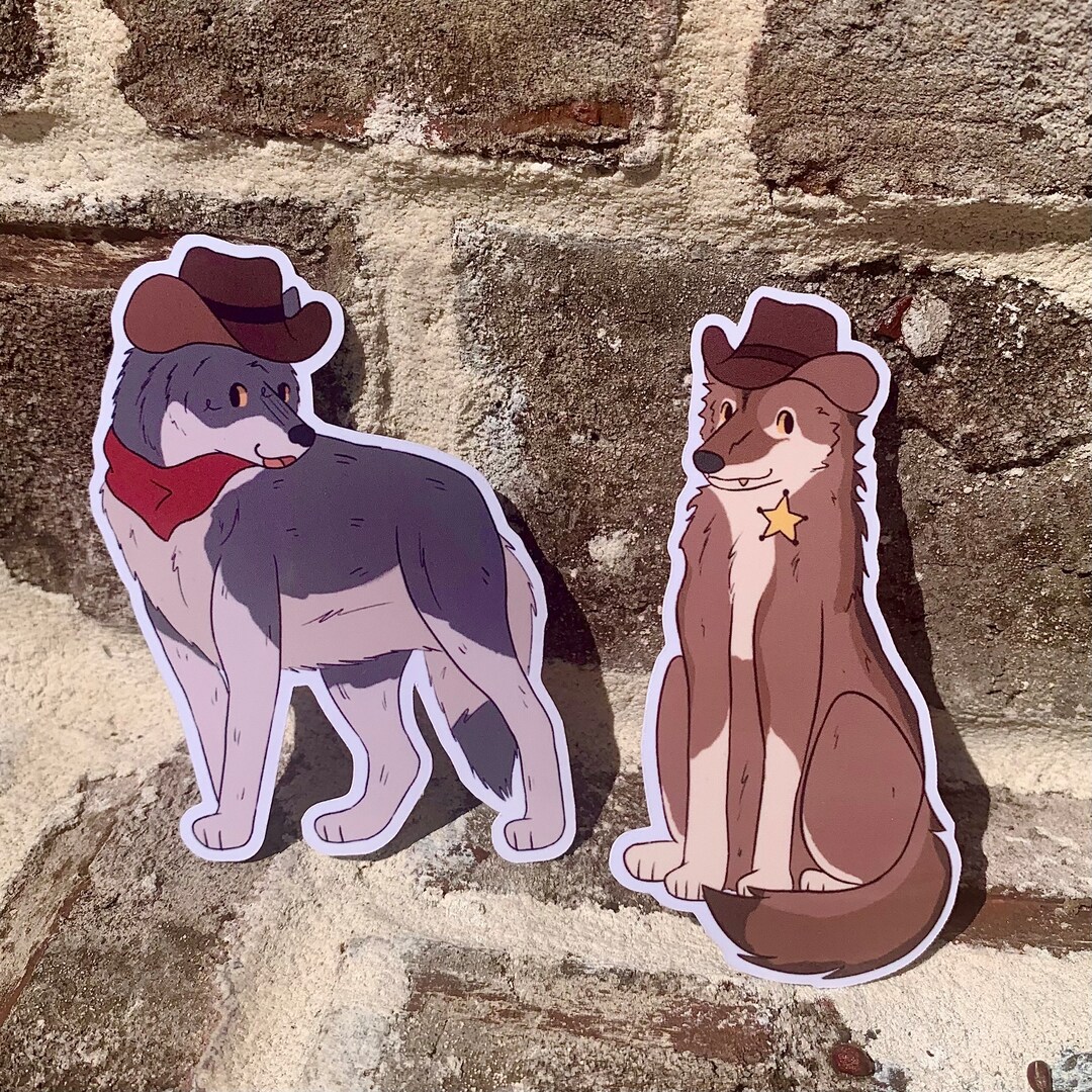 Cowboy Wolf and Cowboy Coyote || Water-resistant/waterproof Vinyl Matte ...