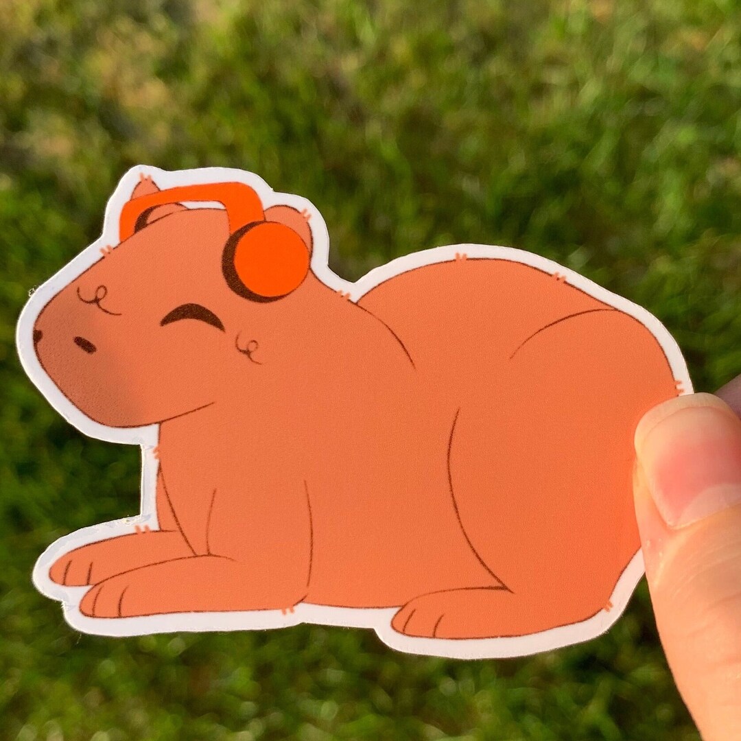 Vibing Capybara Sticker || Water-resistant/waterproof Vinyl Matte 3in ...
