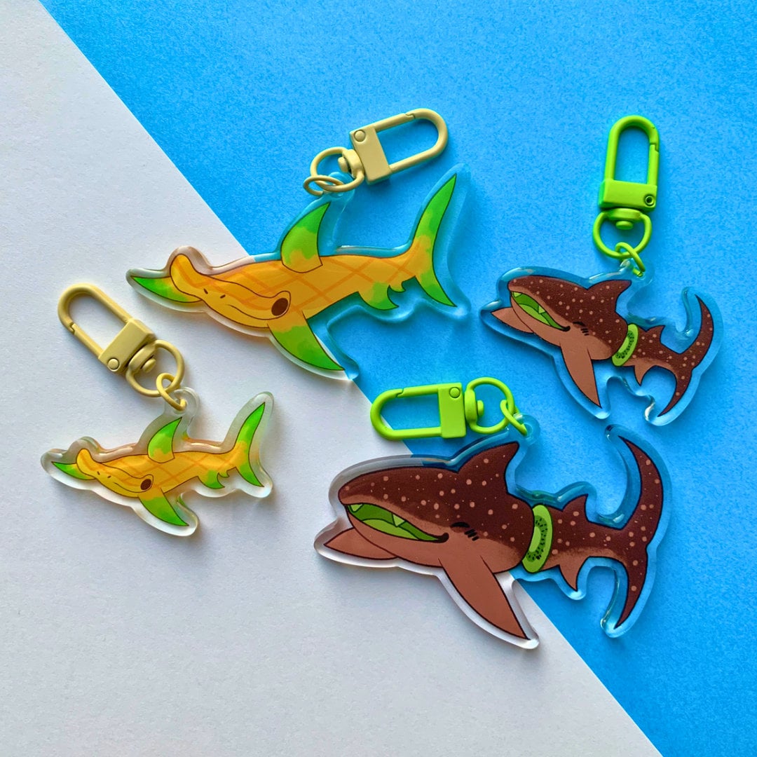 Fruit Shark Keychains || Acrylic Charms W/epoxy - Etsy