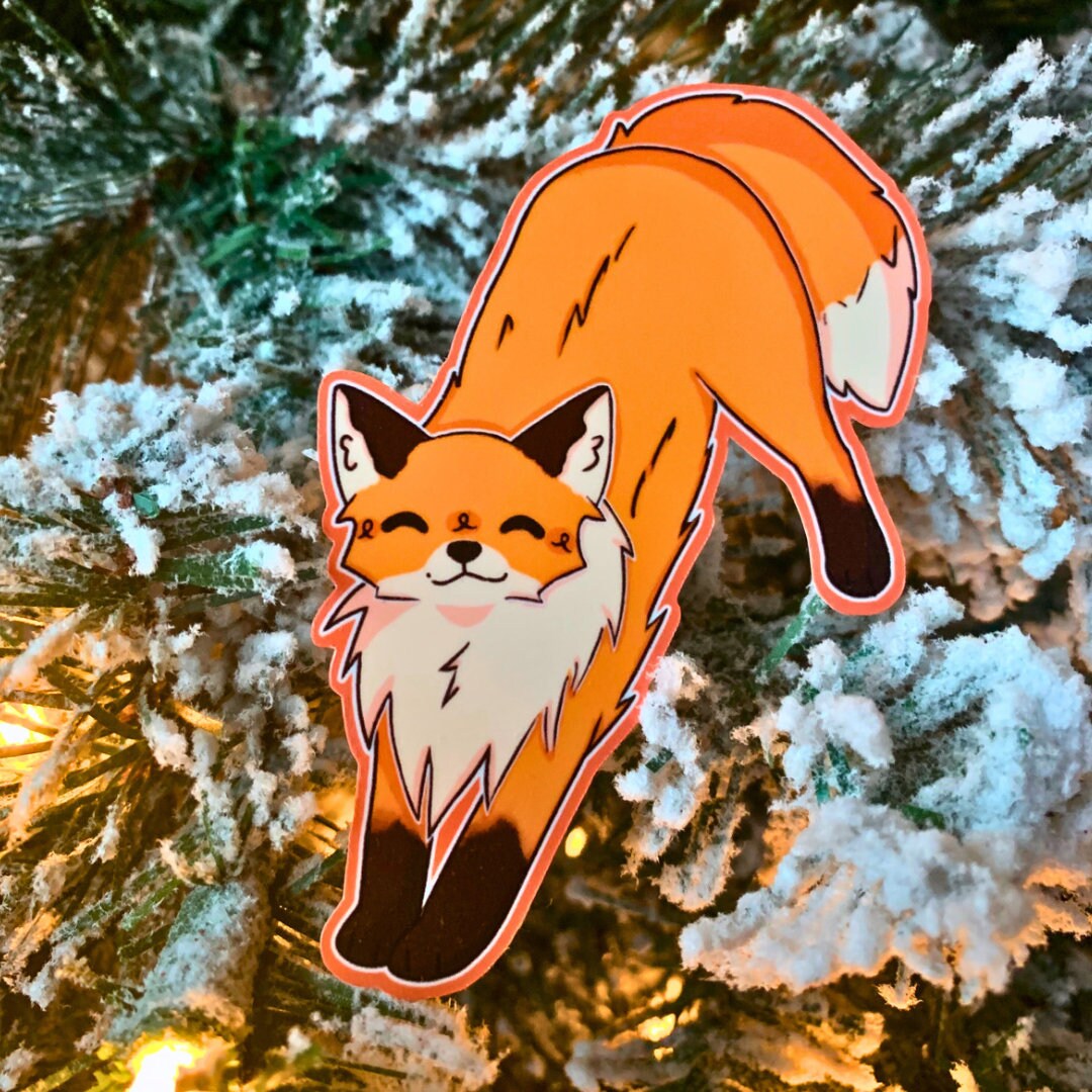 Stretching Fox || Water-resistant/waterproof Vinyl Matte 3in. Sticker ...