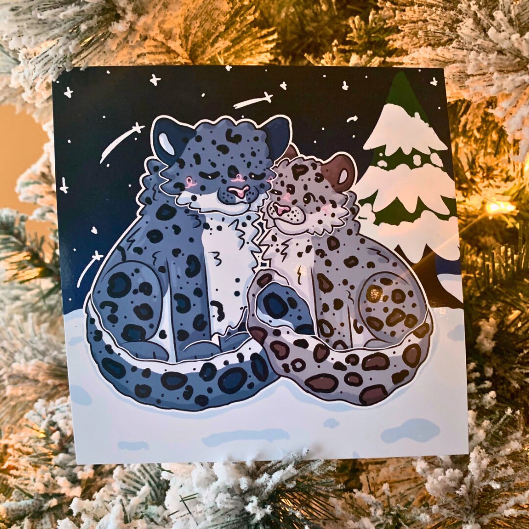 Snow Leopards in Love || 5 X 5 Glossy Art Print - Etsy