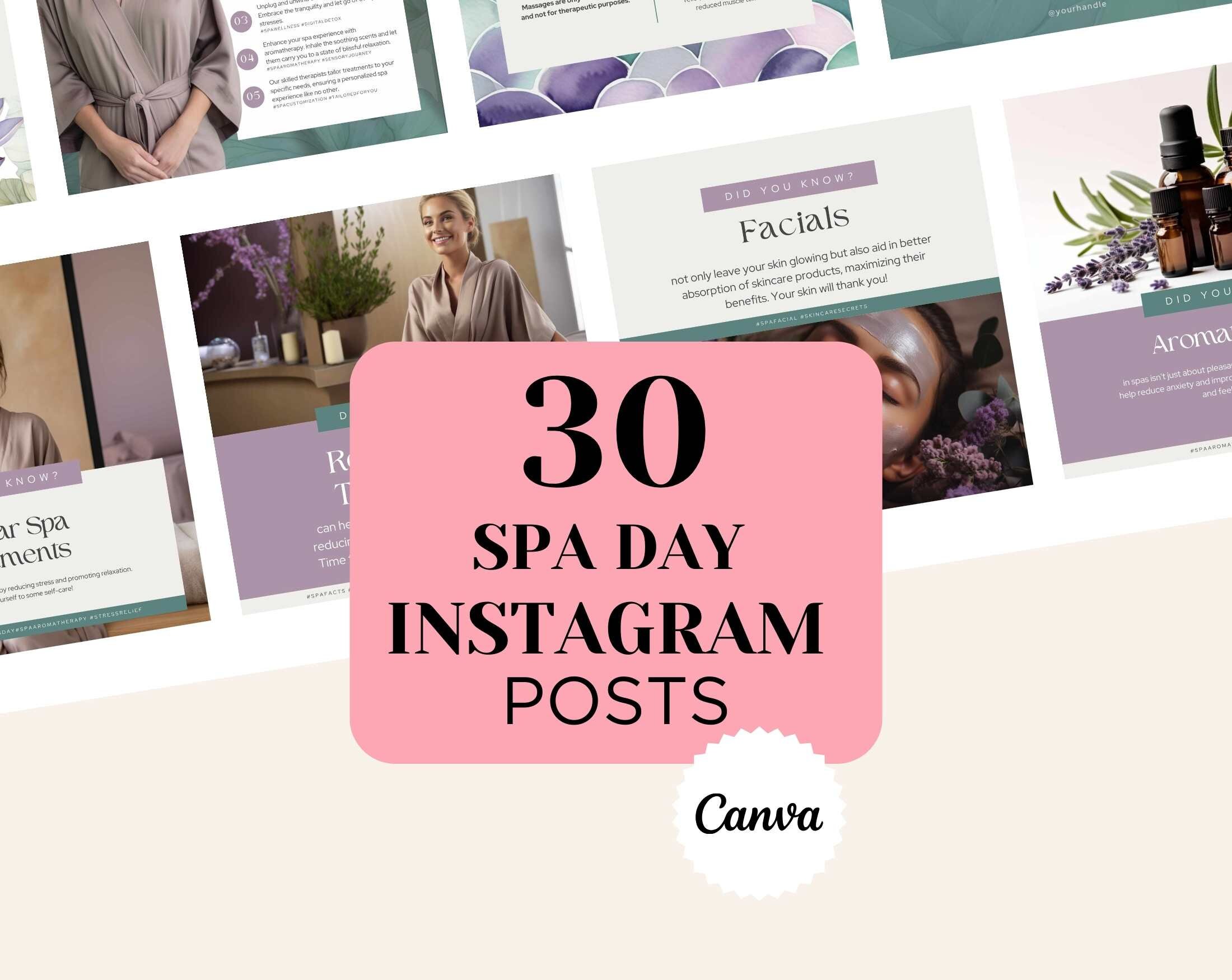 Spa Dayinstagram Posts Canva Template Social Media Spa Customizable ...