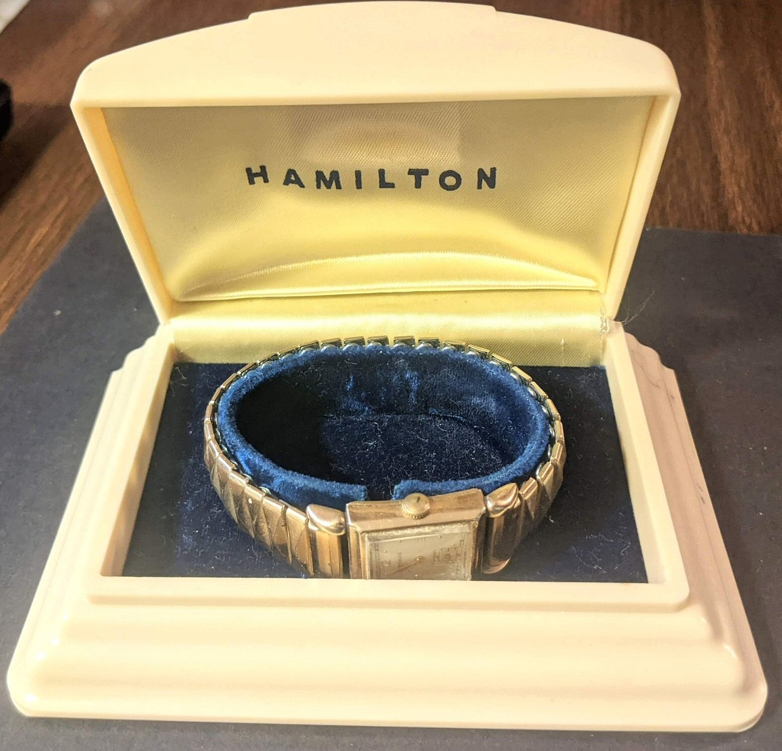 Antique 10k Gold Trim Wittnauer Watch in Antique Hamiton Case, 1934-5 ...