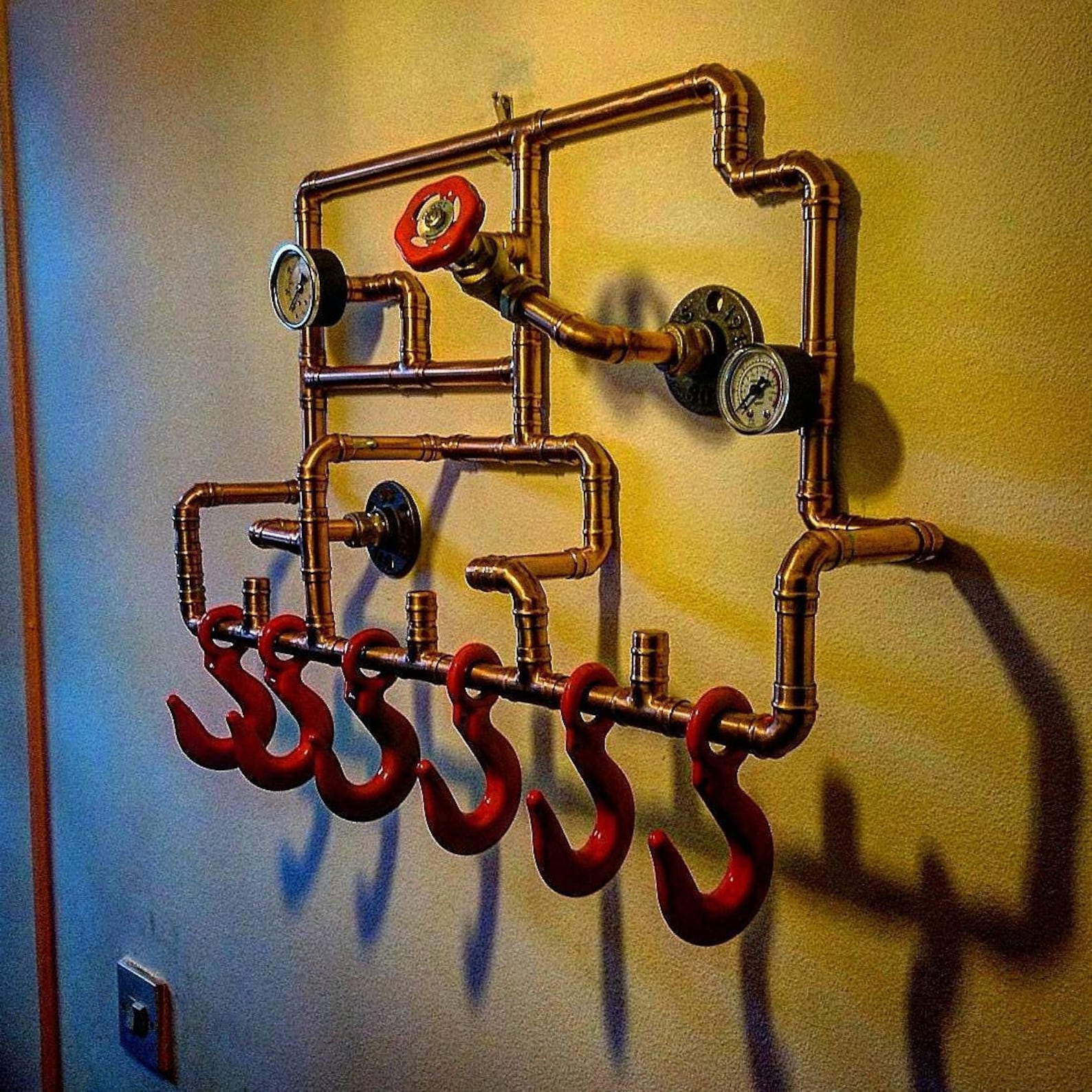 Steampunk Coat Rack - Retro Industrial Wall Art - Etsy