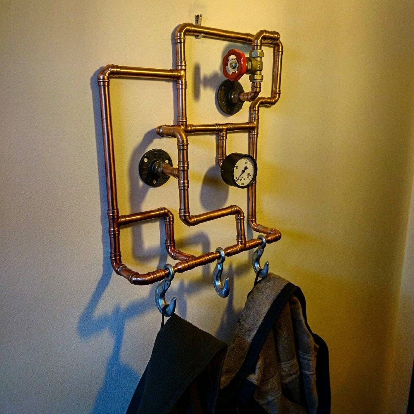 Steampunk Coat Rack Retro Industrial Wall Art - Etsy