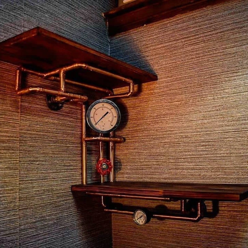 3 Tier Industrial Floating Shelves Wall Mount Pipe Shelves Wood Ladder ...