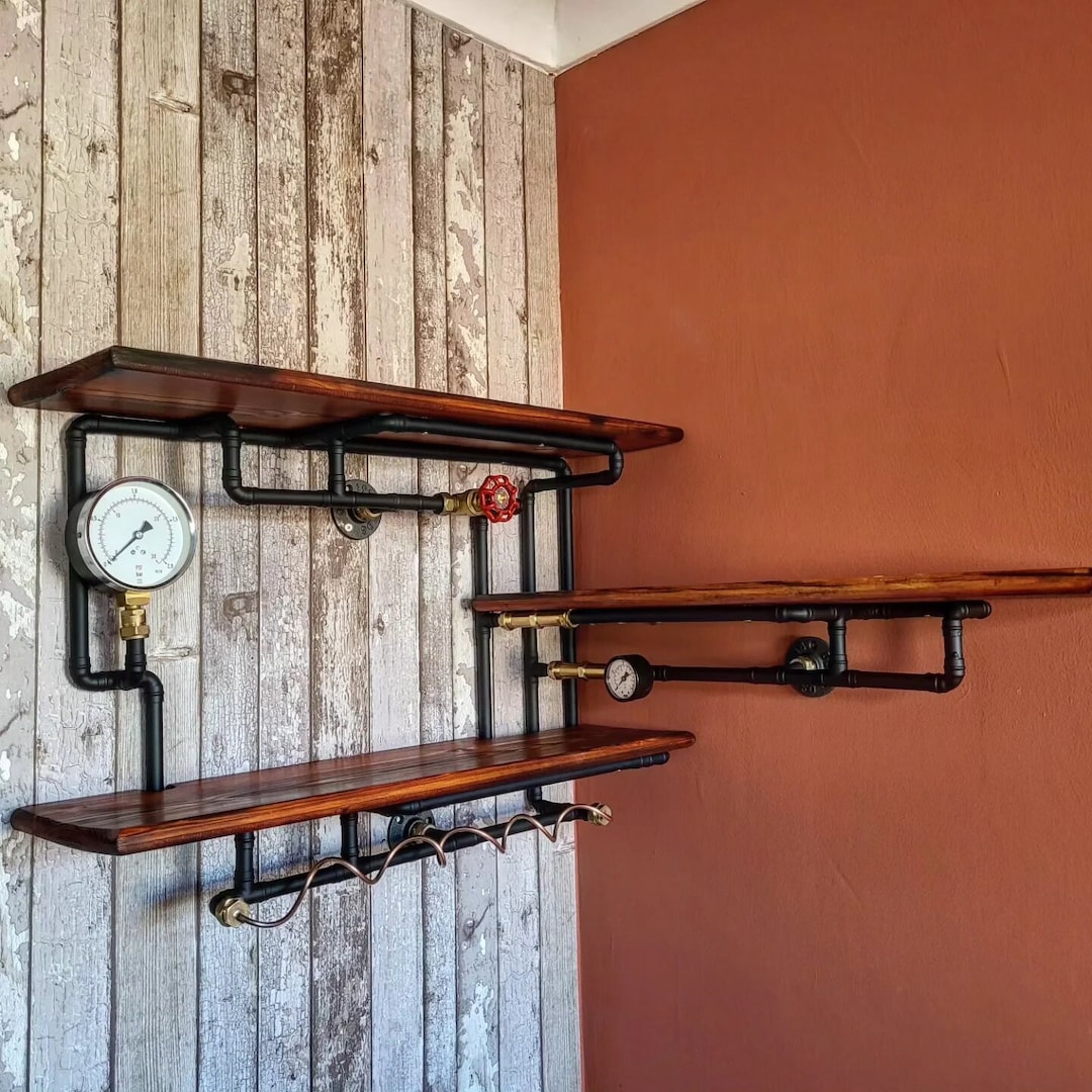 Unique Retro Decor - Industrial Steampunk Tyson Wall Corner Shelf - Etsy