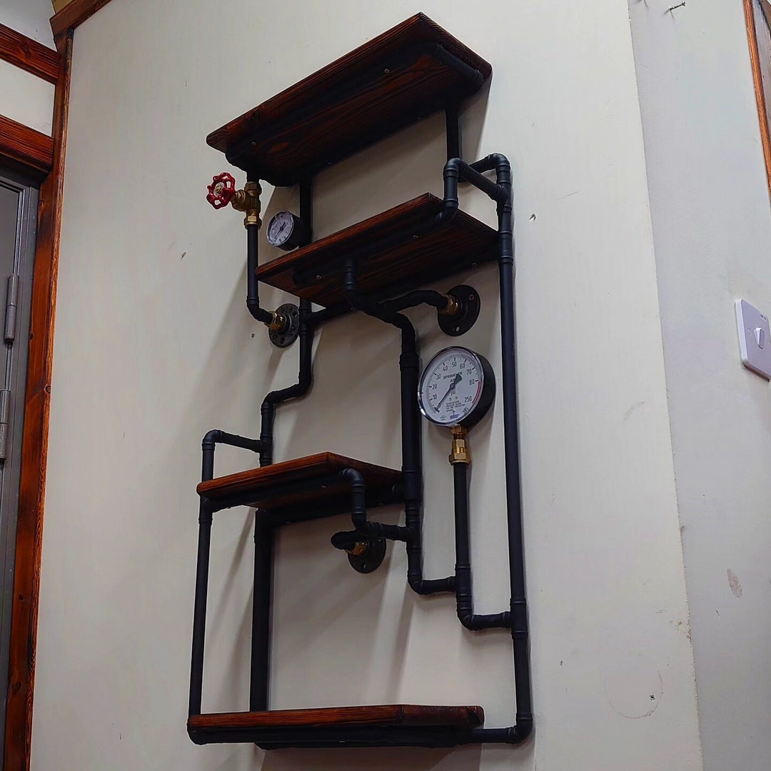 Steampunk Shelving Unit - Retro Industrial Wall Art - Etsy