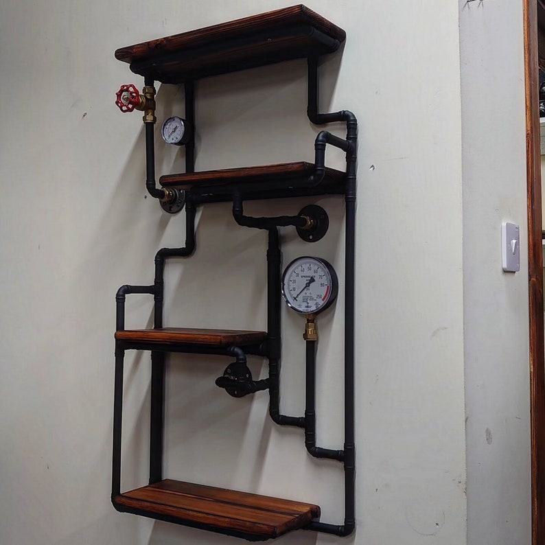 Steampunk Shelving Unit - Retro Industrial Wall Art - Etsy