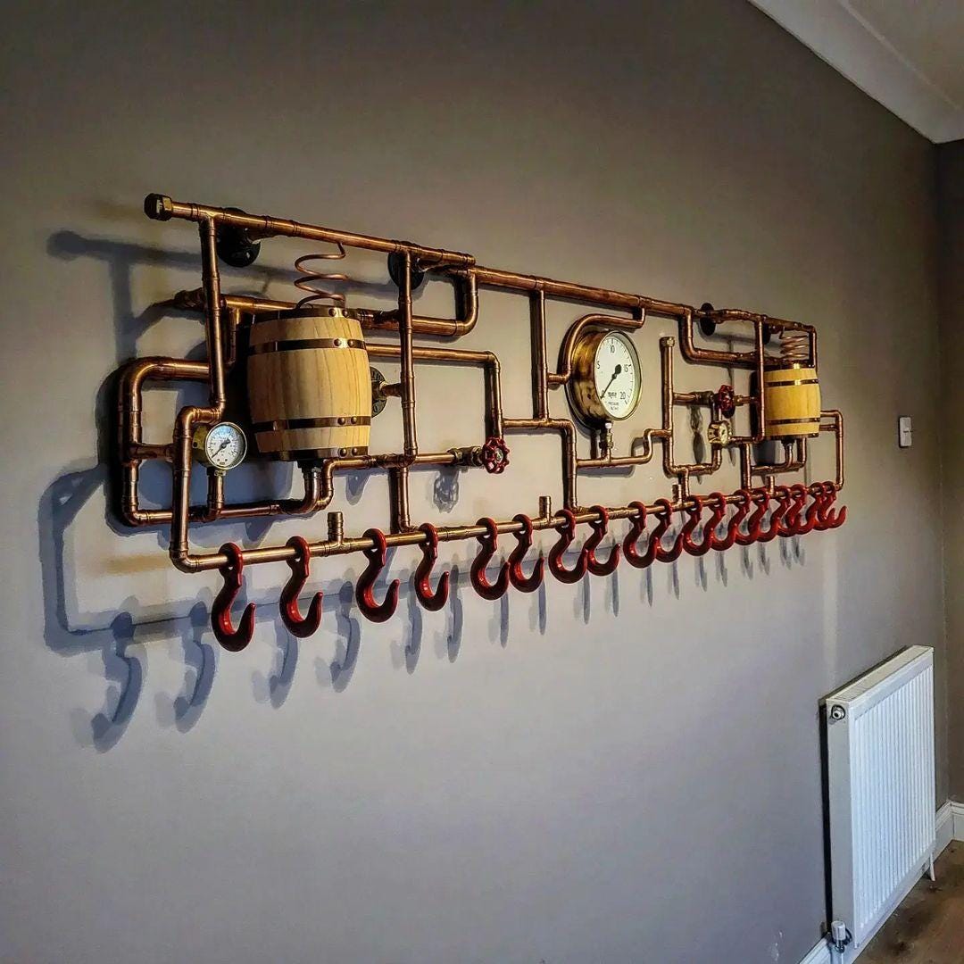 The Heaviside Industrial Steampunk Coat Rack- Retro Industrial Wall Art ...