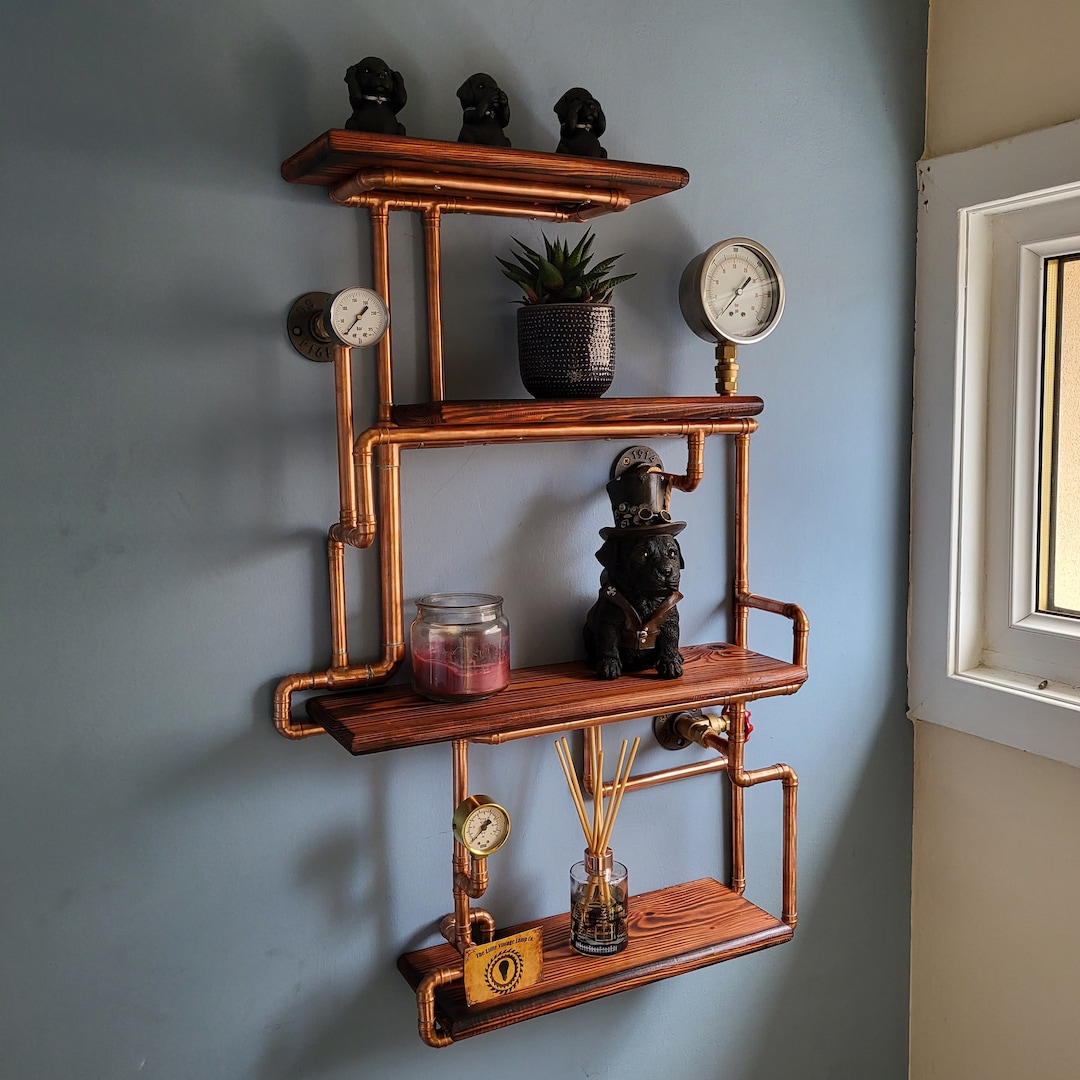 The Stephenson Steampunk Shelving Unit- - Retro Industrial Wall Art - Etsy