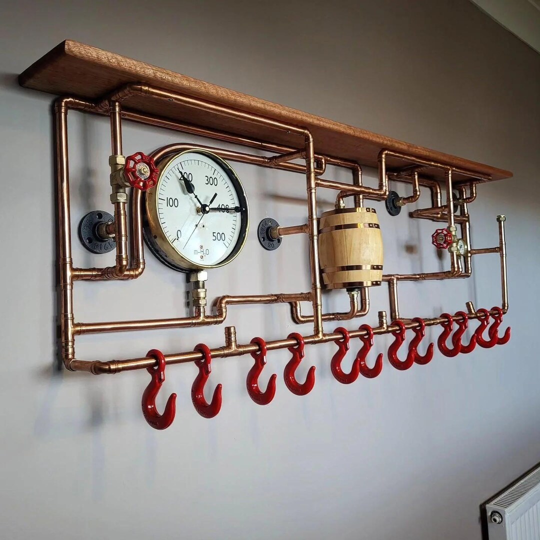 Haslett Steampunk Coat Rack - Retro Industrial Wall Art - Etsy