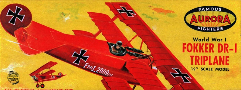 Model Airplane Kit - Aurora 1/48 WW1 German Fokker Dr.i Triplane ...