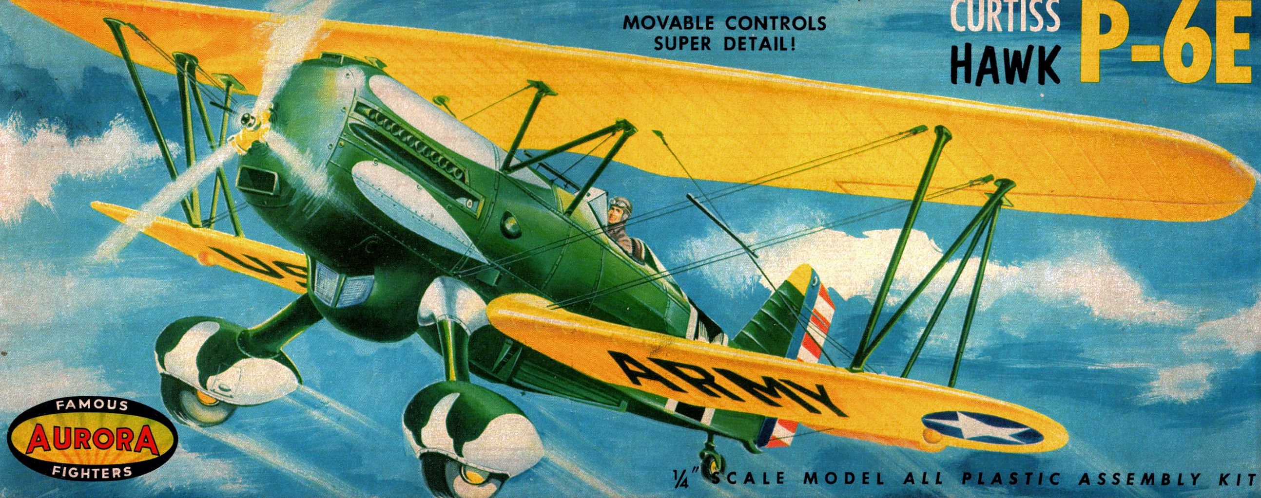 Model Airplane Kit - Aurora 1/43-scale Curtiss P-6E Hawk USAAC Biplane ...