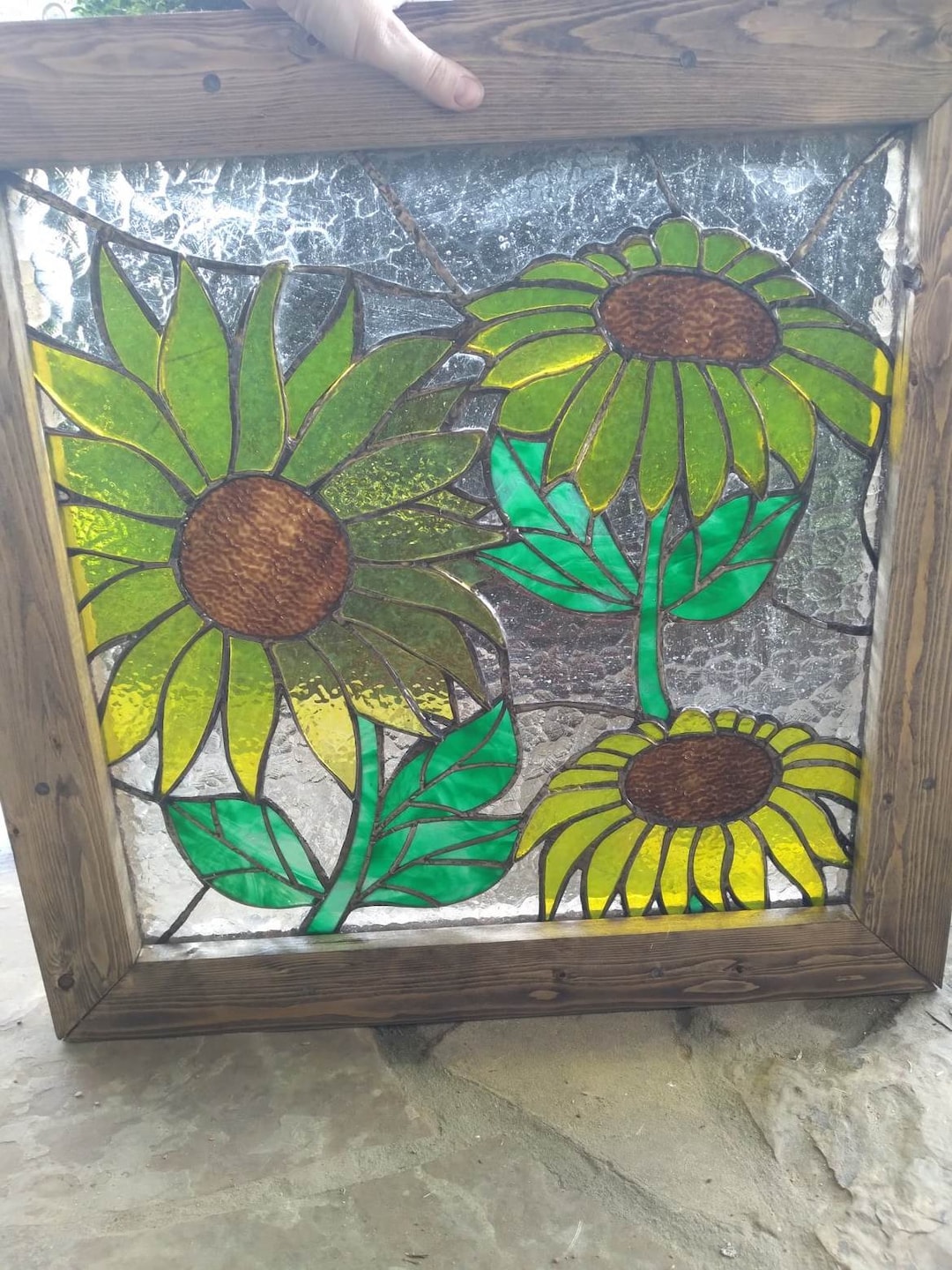 Stained Glass Sunflowers Window - Etsy