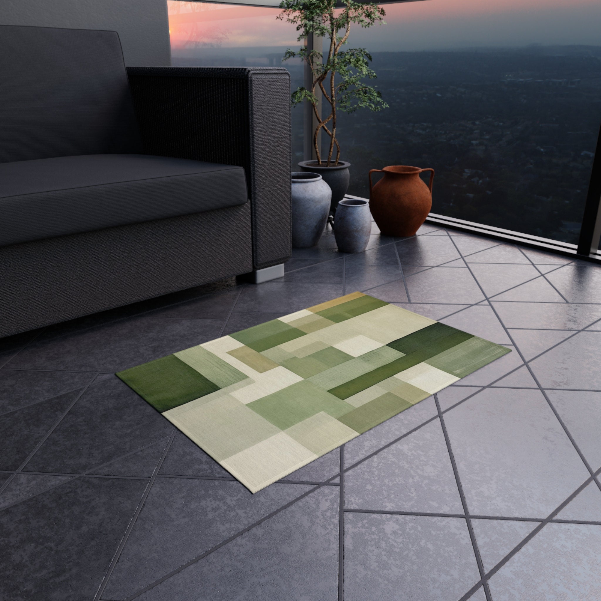 Sage Green Minimalistic Outdoor Area Indoor Rug Non-slip Doormat ...