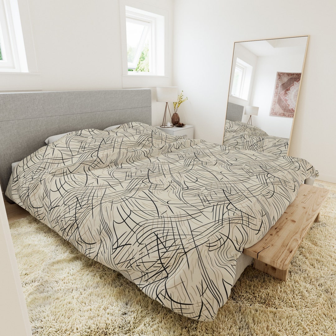 Minimalistic Line Art Duvet Cover Birthday Gift for Son Apartment ...