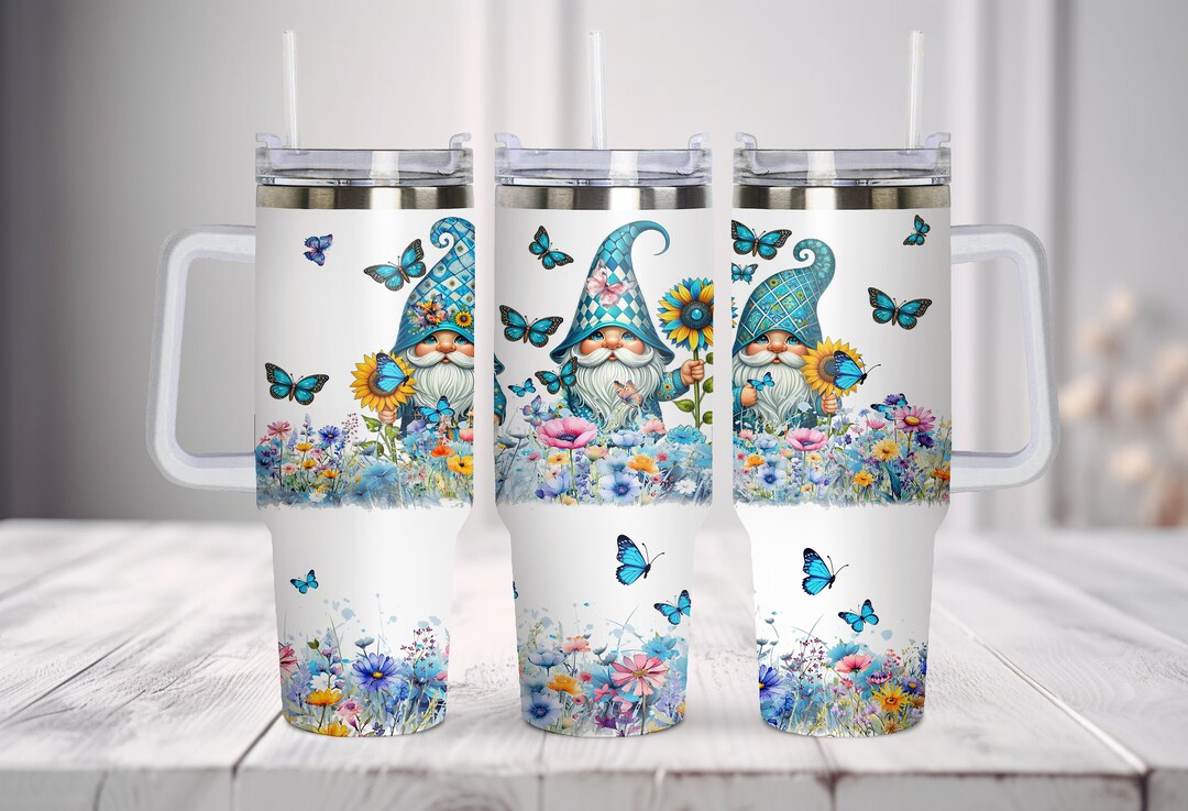 Tumbler Wild Flower Gnome Stainless Steel Double Walled 40oz Stanley ...