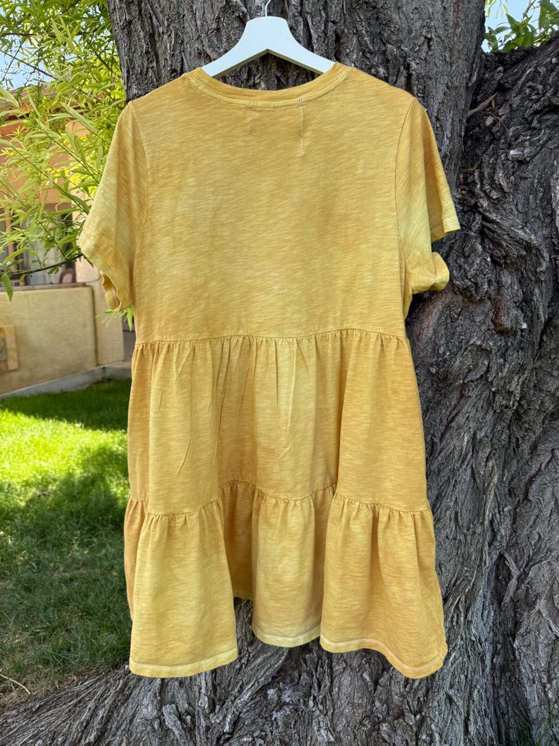 XL Upcycled Mustard Yellow Bee T-shirt Maxi Dress: Comfortable ...