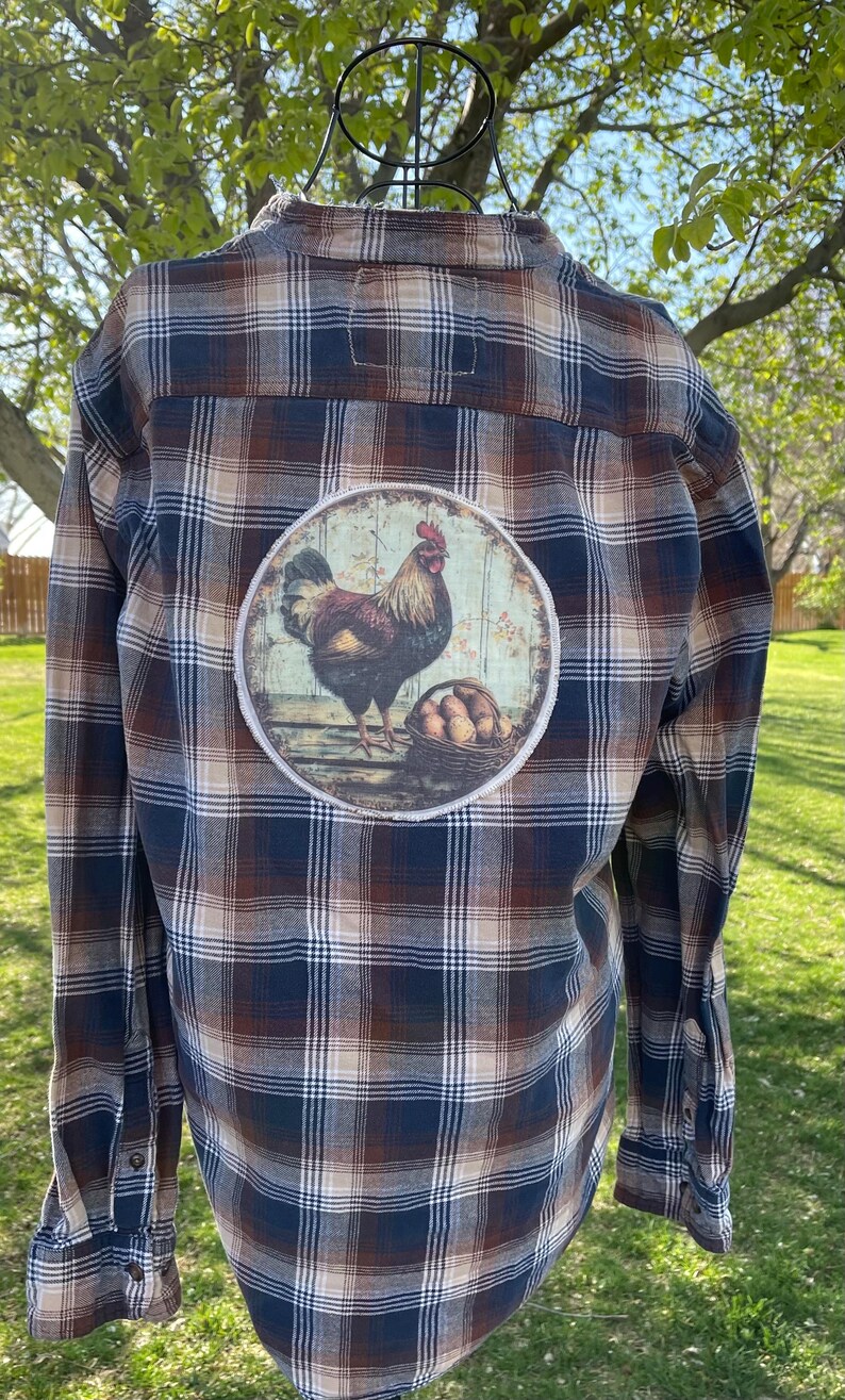 Large Upcycled Plaid Chicken Tunic: Handmade Oversized Comfortable Boho ...