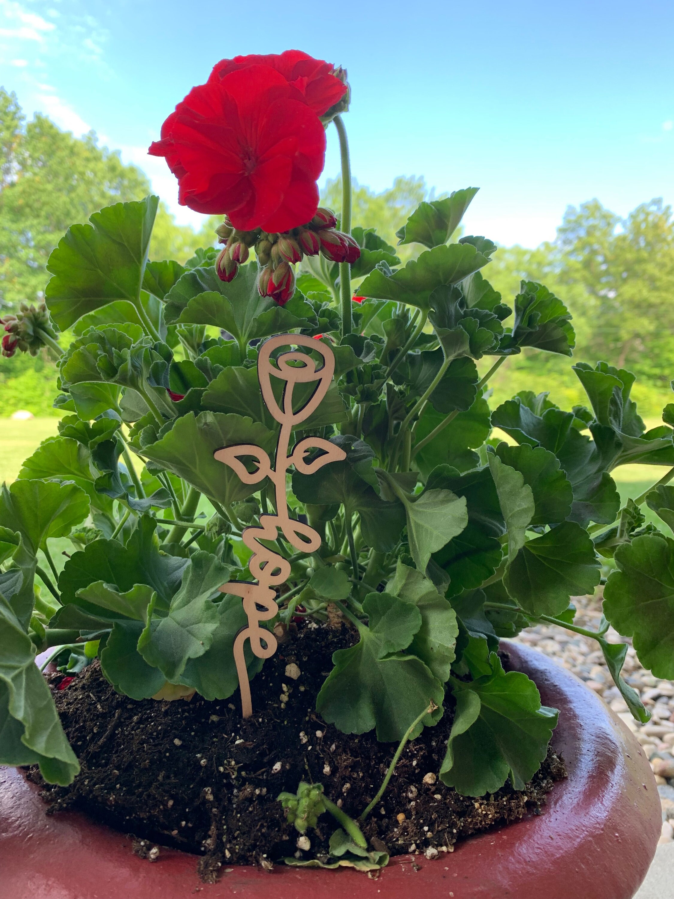 Garden Stakes Garden Decor Wooden Flowers Flower Pot Stakes - Etsy