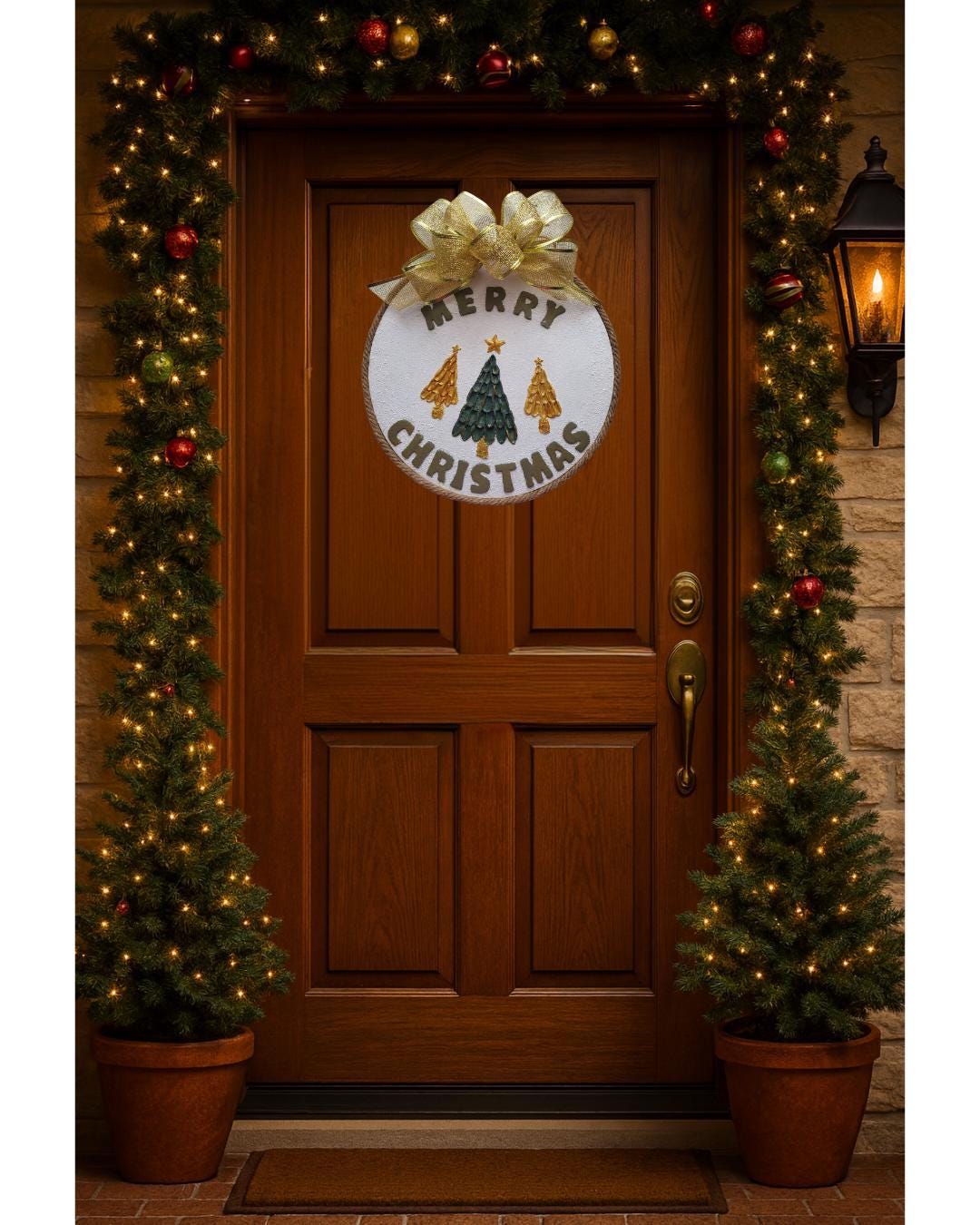Rustic Farmhouse Holiday Door Sign – Textured & Handmade - 12 ...