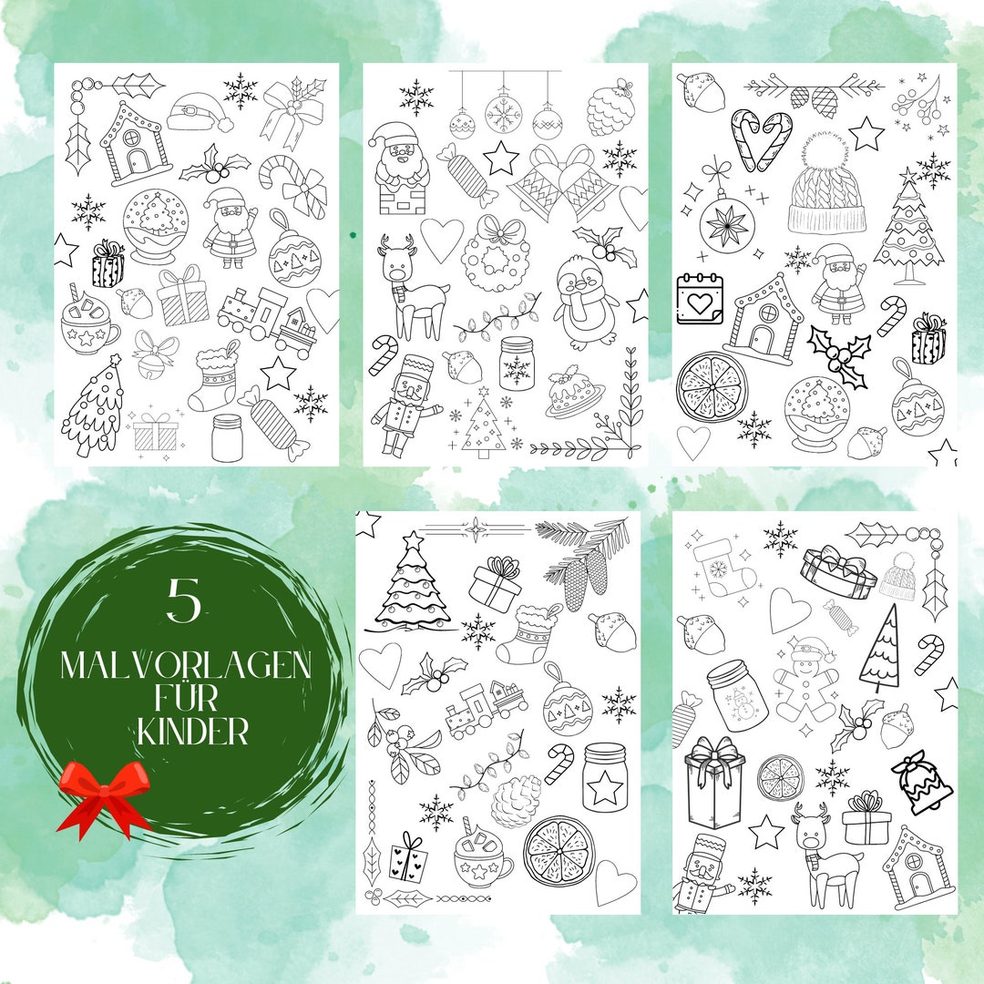 Coloring Page for Children, Christmas, Party Favors, Wrapping Paper ...