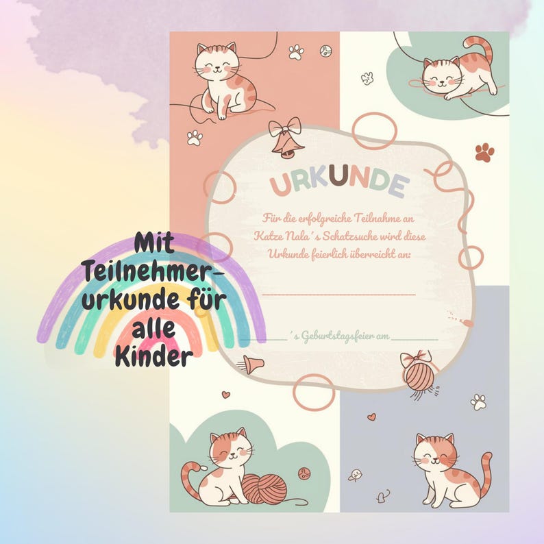XL Cat Treasure Hunt, Cat Scavenger Hunt, Certificate, Party Favor ...