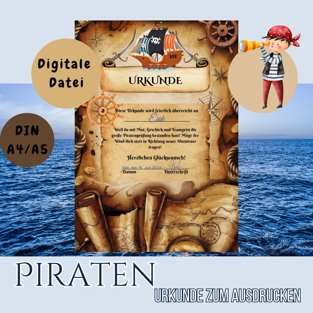 Certificate Pirate, Sea, Ocean, Swimming, Pirate Party, Tournament ...