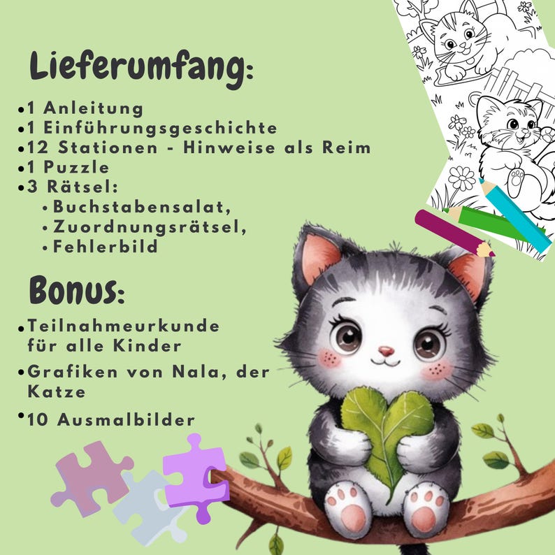 XL Cat Treasure Hunt, Cat Scavenger Hunt, Certificate, Party Favor ...