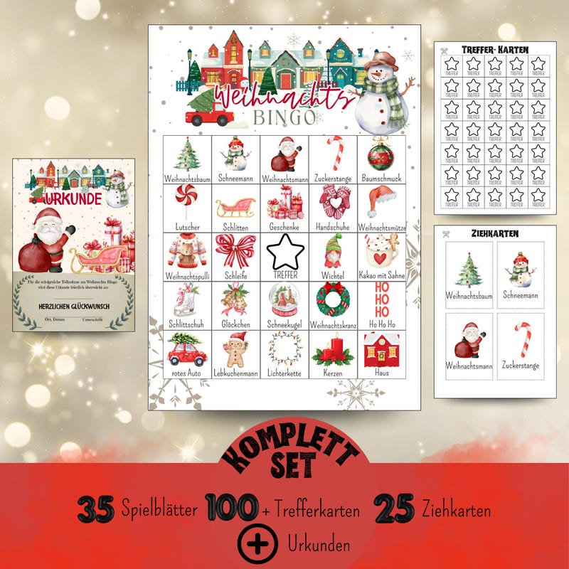 Weihnachten bingo ausdrucken - Etsy.de