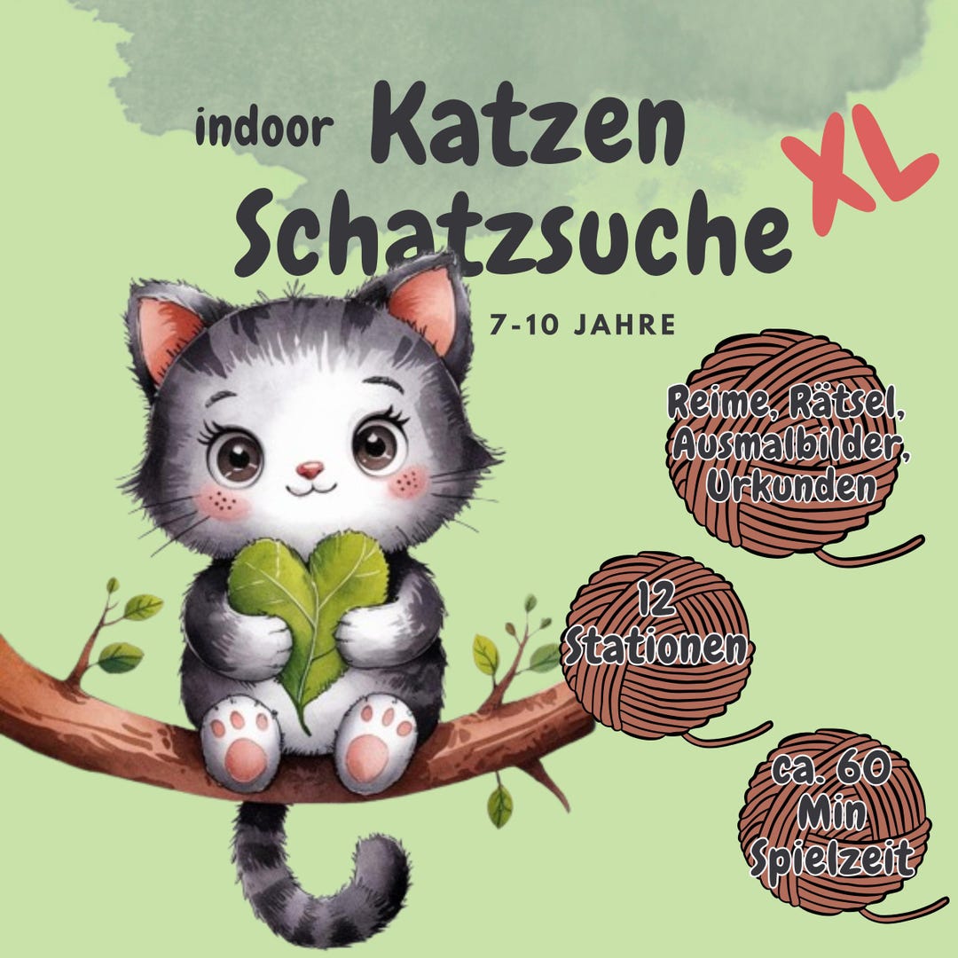 XL Cat Treasure Hunt, Cat Scavenger Hunt, Certificate, Party Favor ...