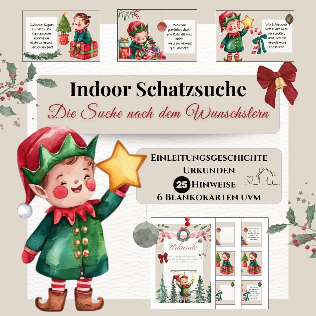 Christmas Gnome Treasure Hunt to Print – Indoor Scavenger Hunt for ...