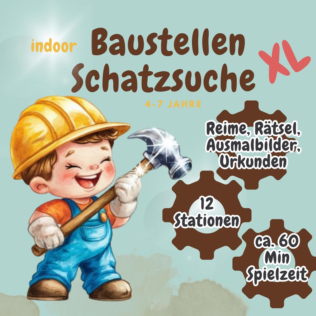XL Construction Site Treasure Hunt for Kids | Construction Worker ...