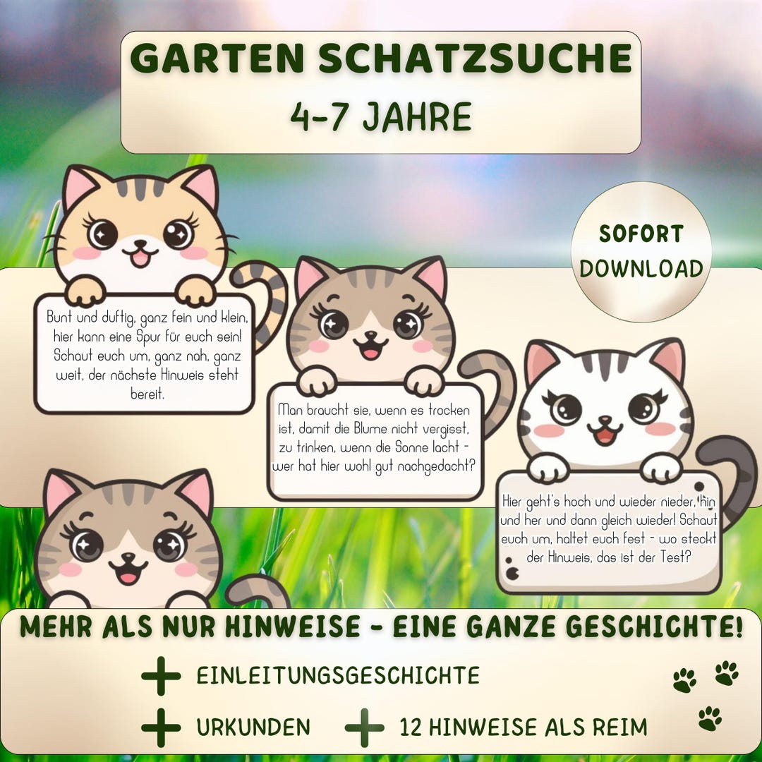 Cat Treasure Hunt Garden, Scavenger Hunt to Print, Children's Birthday ...