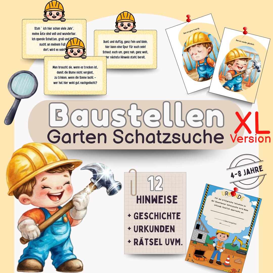 Printable Garden Scavenger Hunt, Construction Site, Exciting Treasure ...