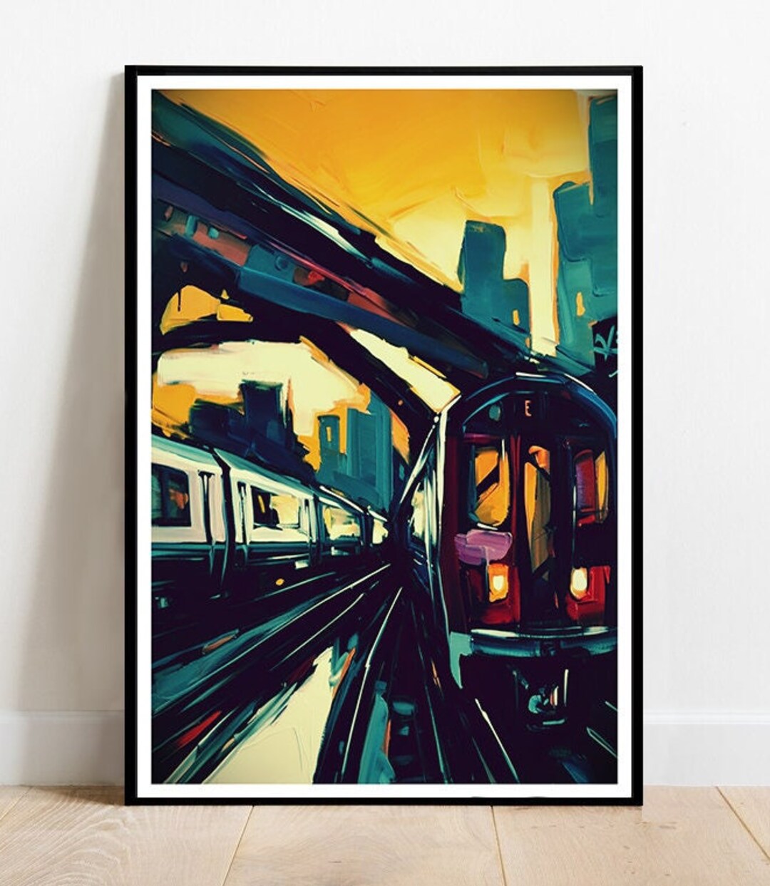 Subway Trains Poster trains Race in the Night While the City Sleeps - Etsy