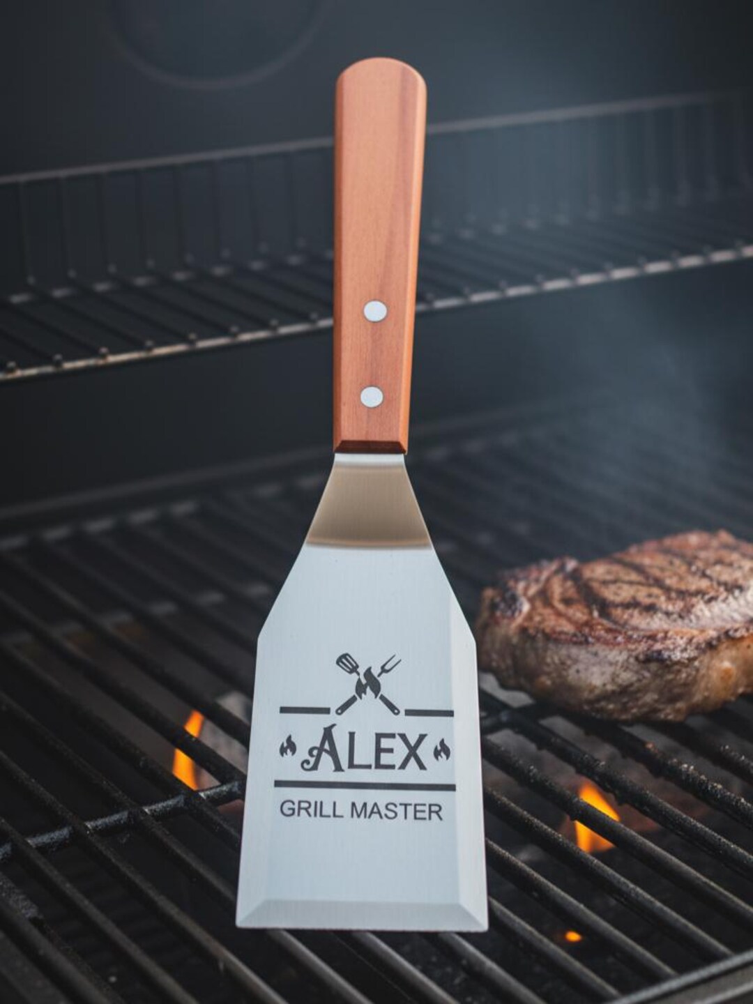 Personalized BBQ Spatula – Engraved Grill Tool Hardwood Handle – Custom ...