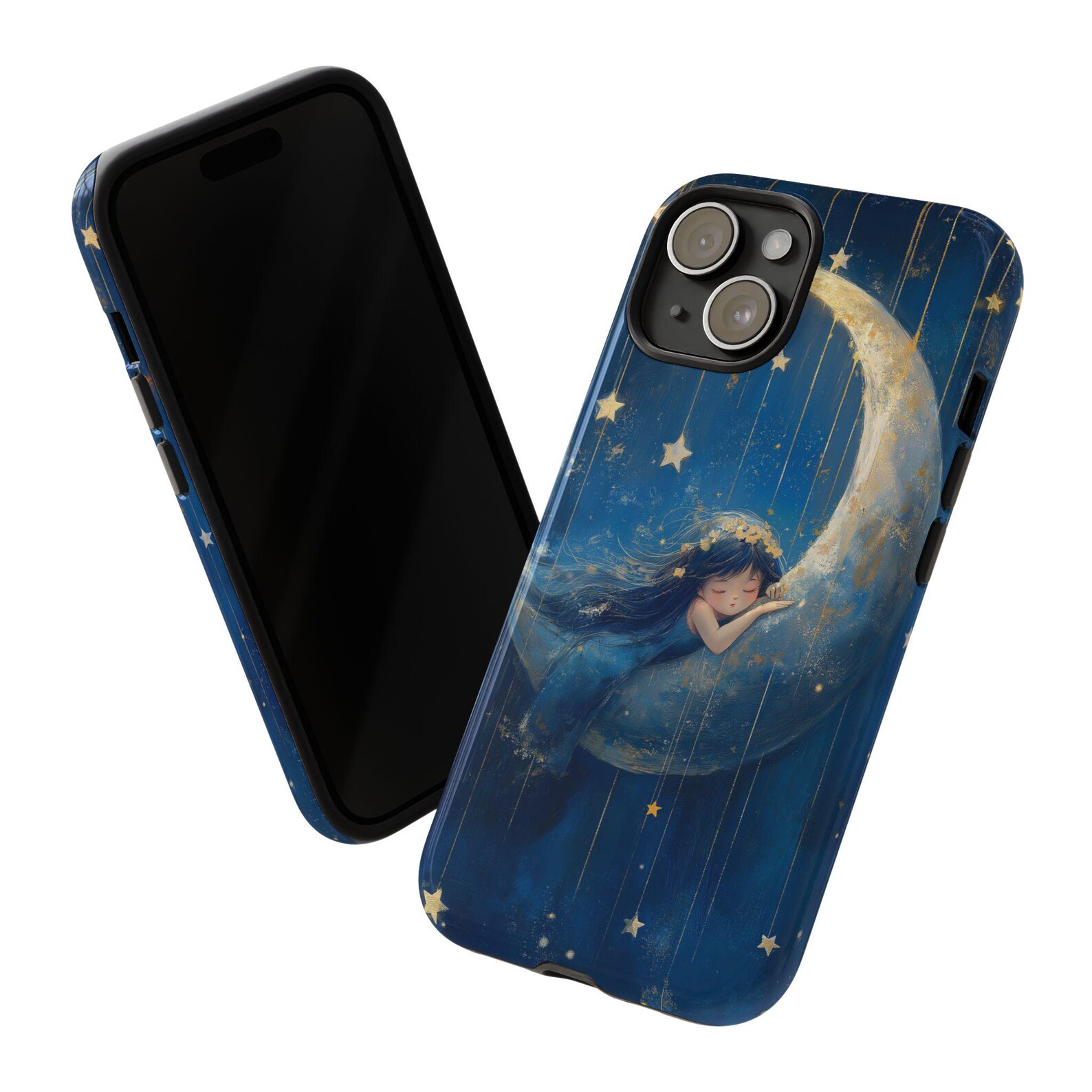 Girl Sleeping on Moon Phone Case, iPhone Case, Galaxy Case, Dreaming ...