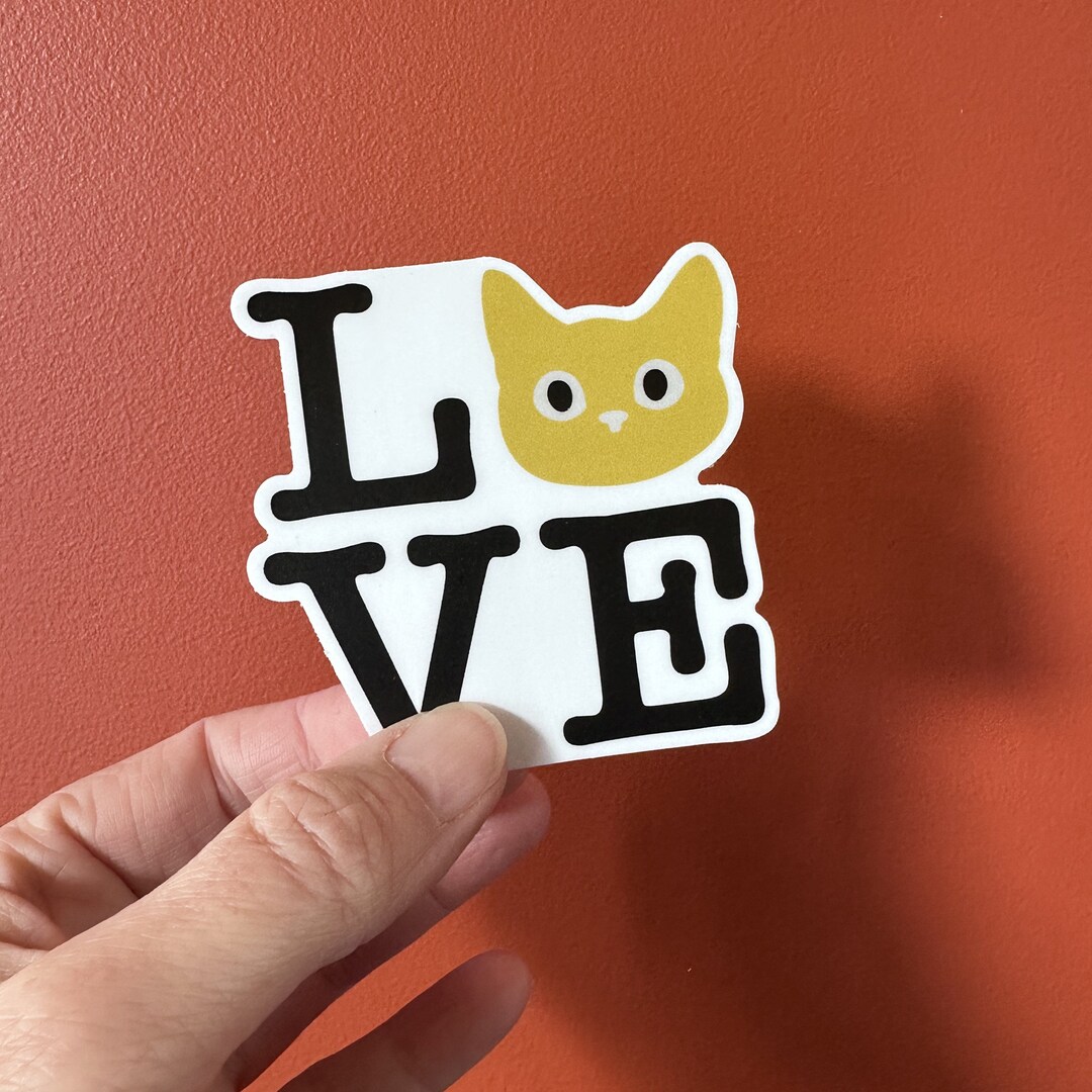 LOVE With Cat Face Sticker, Vinyl Sticker, Adult Humor, Laptop Decal ...