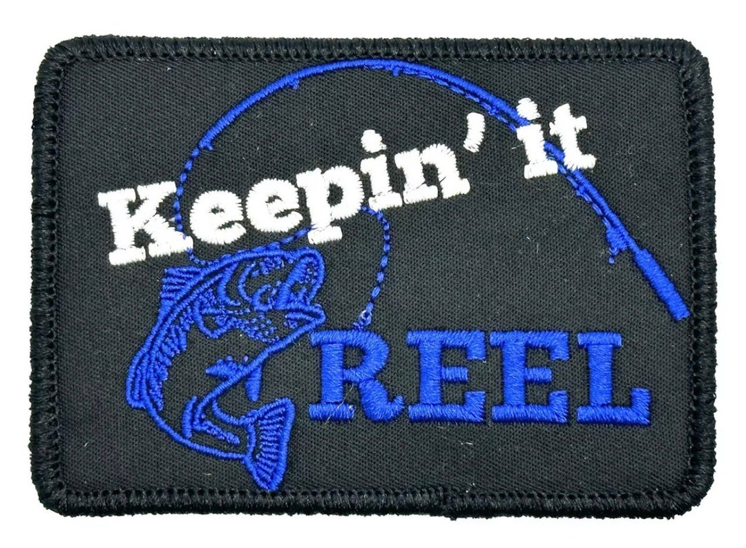 Keepin It Reel Fishing Outdoors Bait Patch Iron on Vintage Style Retro ...