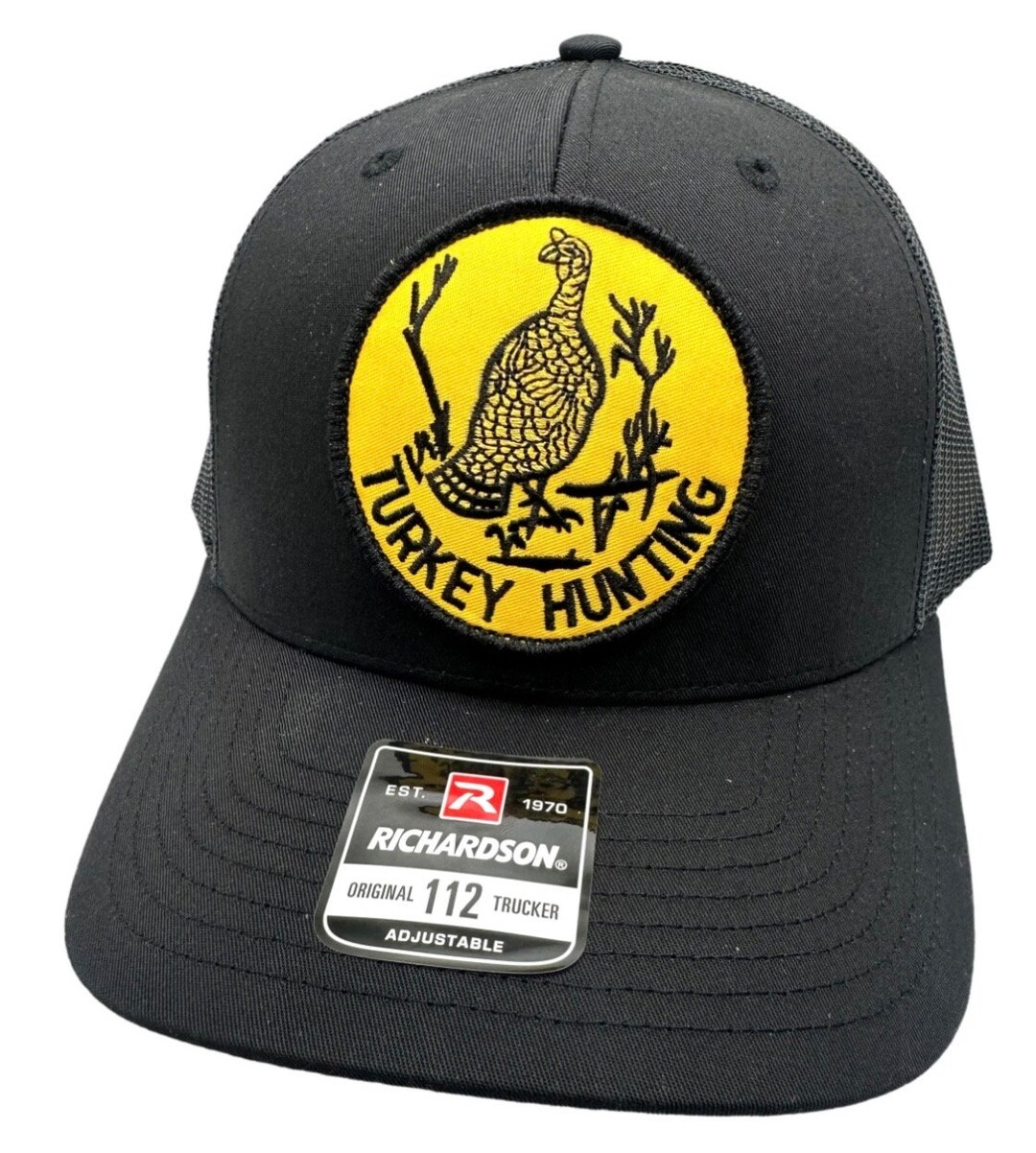 Turkey Hunting Black Richardson 112 Trucker Snapback Hat Cap Vintage Style Patch Retro Throwback ...