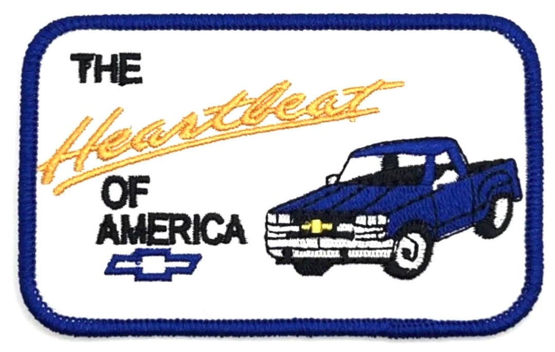 Chevy Truck Heart Beat of America Patch Iron Sew on Vintage Style Retro ...
