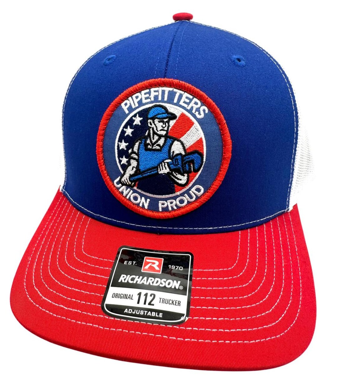 Pipefitters Union Patriotic USA Flag Richardson 112 Trucker Snapback ...