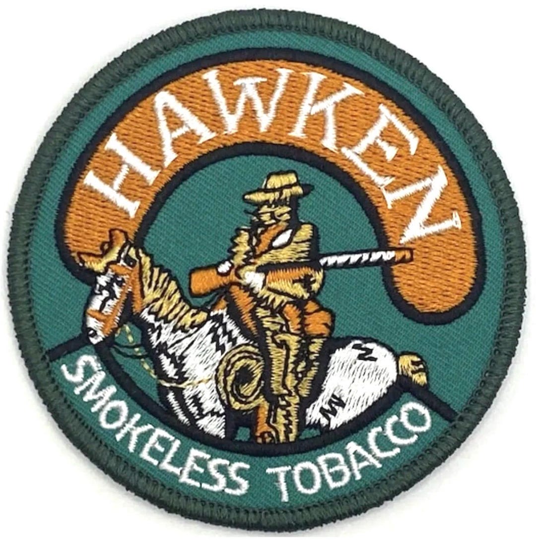 Hawken Chewing Tobacco Dip Snuff Vintage Style Retro Iron Sew One Patch ...